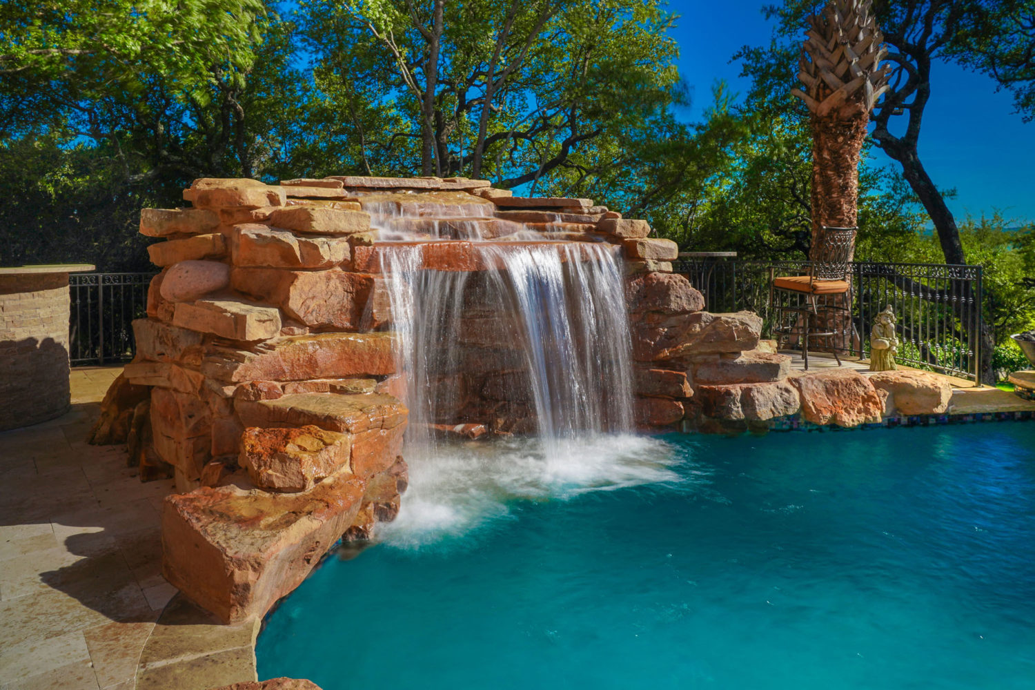 Backyard Pools With Waterfalls And Slide Pool Waterfall Ideas: 10