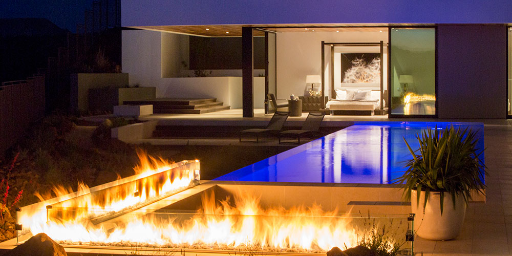 Sunken Living Rooms With Fireplaces Pools